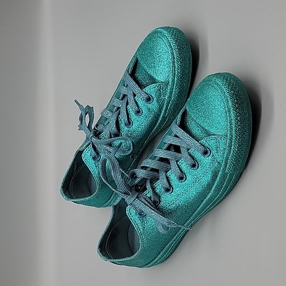 Converse | Shoes | Converse Turquoise Blue All Glitter Sneakers | Poshmark